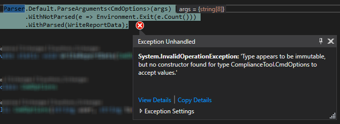 Immutable Options Type Ctor Not Seen · Issue 499 · Commandlineparser Commandline · Github