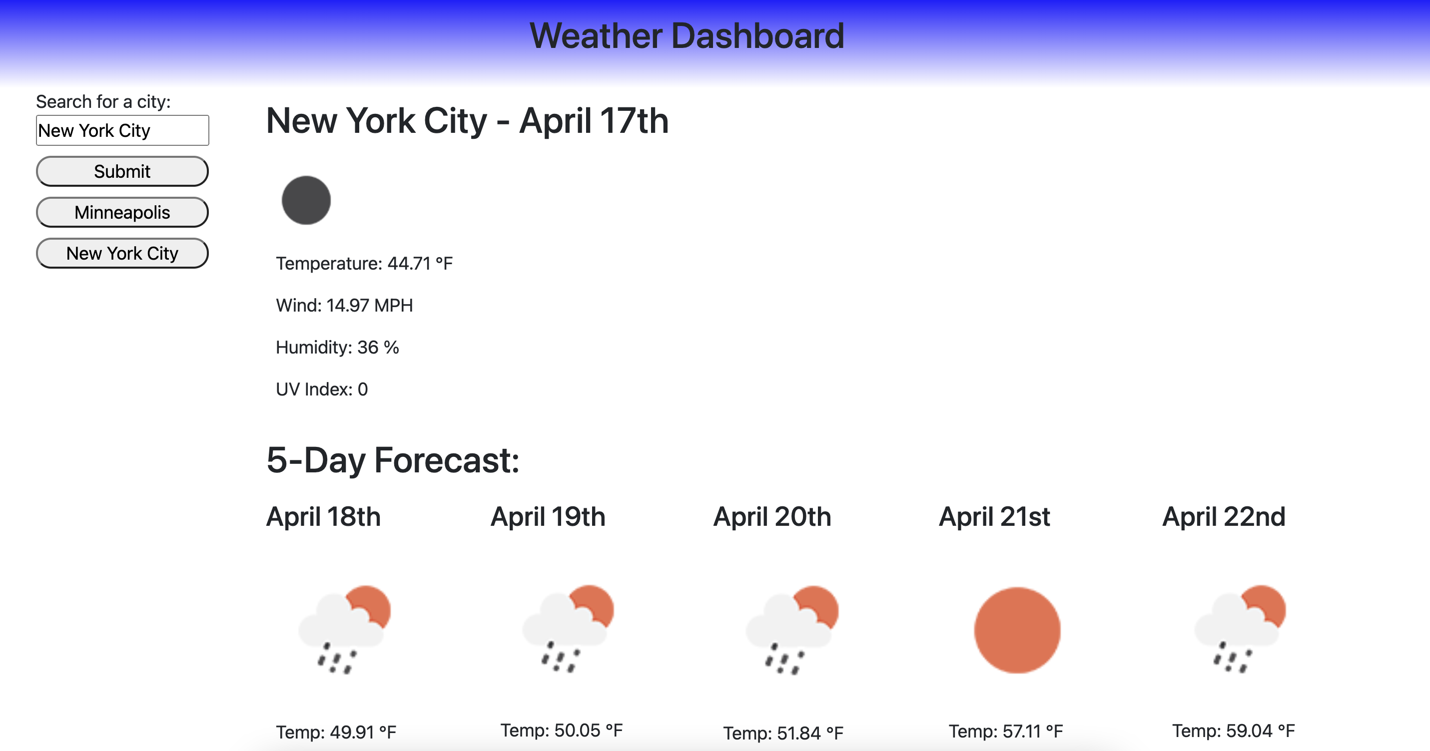 GitHub - chrislee-webdev/weather-dashboard: Weather dashboard app that uses the OpenWeather API
