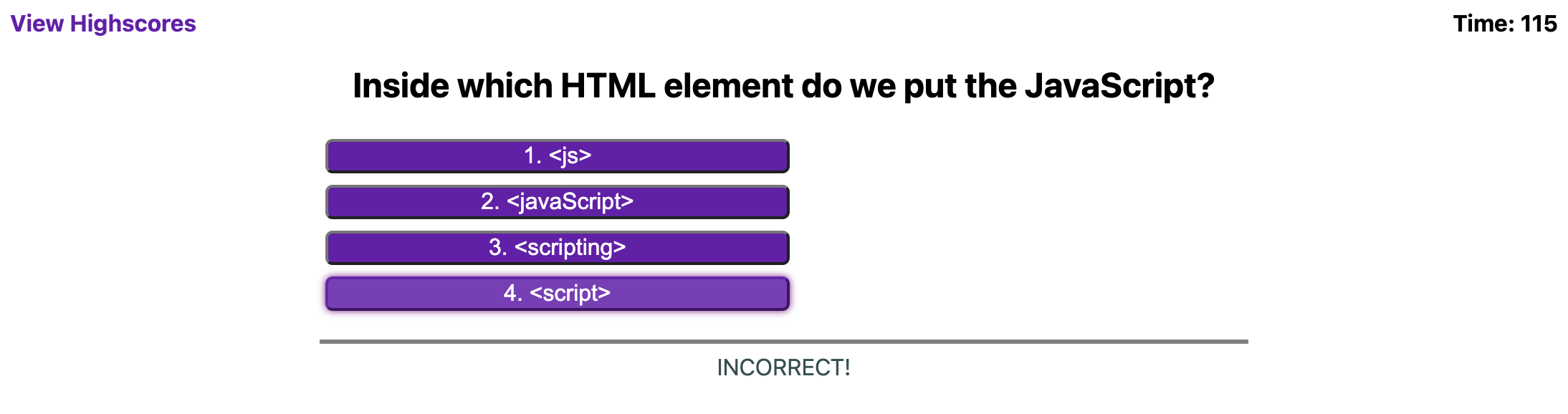 GitHub - cjohnson74/JavaScript-Code-Quiz: At some point in my journey to become a full-stack web ...