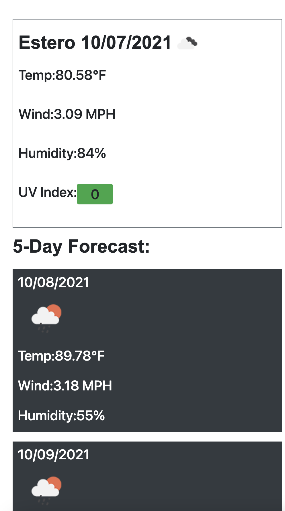 GitHub - cjohnson74/Weather-Dashboard: Third-party APIs allow ...