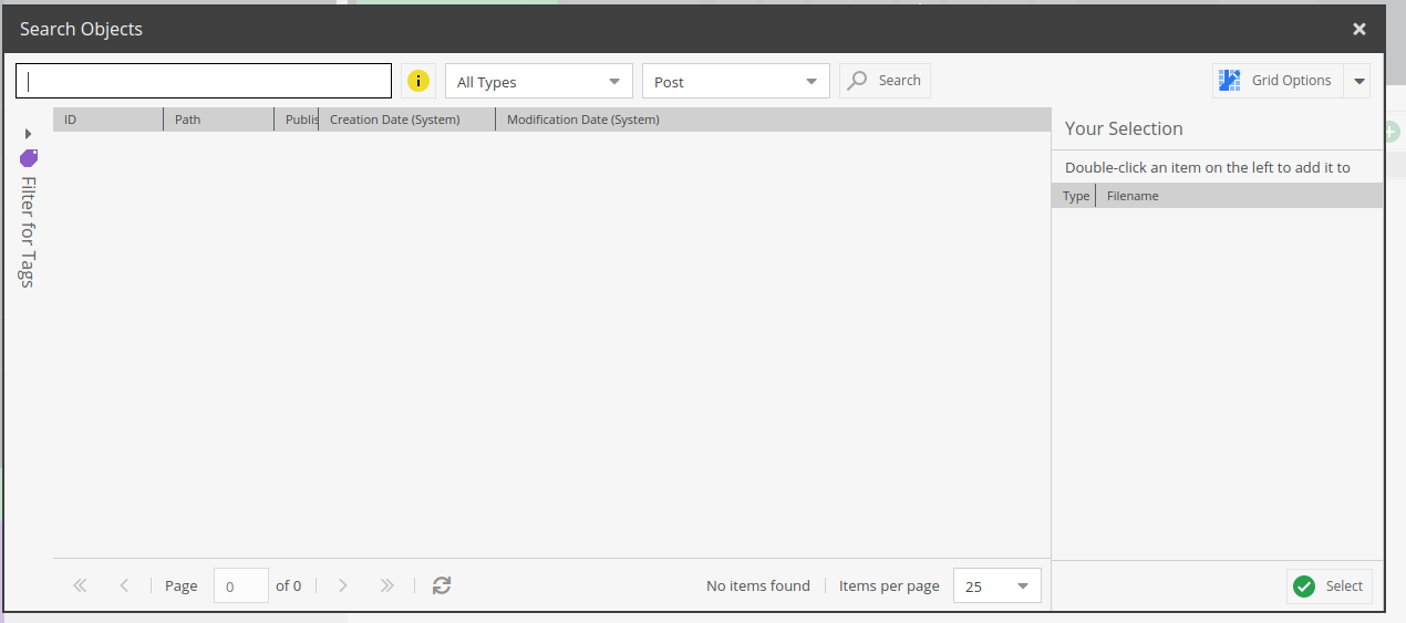 why search object is not showing objects while setting the many to many object relation in ...