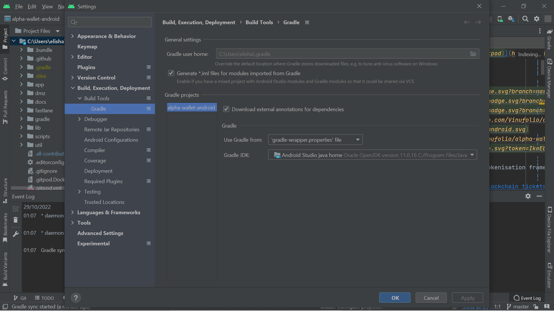 Gradle:Configure Project · Issue #2889 · AlphaWallet/alpha-wallet ...