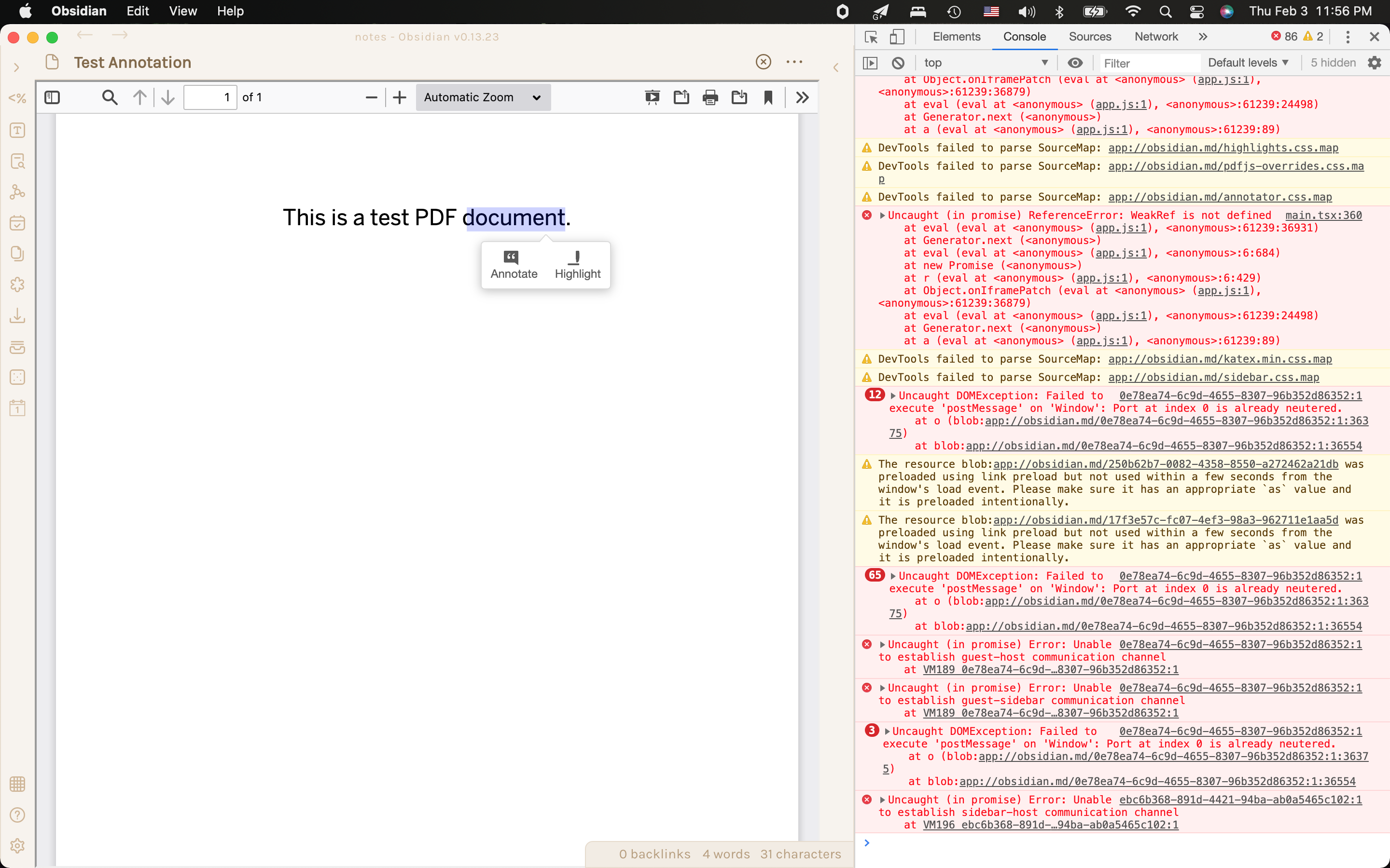 Failed to open sidebar to see and add annotation · Issue #131 · elias-sundqvist/obsidian ...