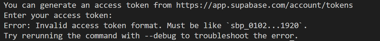 Cannot Type In Access Token In Cmd Or Powershell · Issue 1054 · Supabasecli · Github