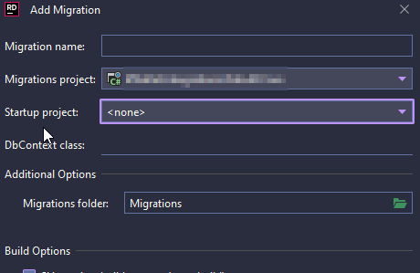My "Startup project" dropdown is empyt · Issue #97 · JetBrains/rider-efcore · GitHub