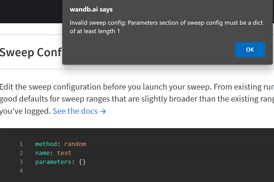 Unable To Create A Sweep With Empty Parameters Dict · Issue 2977 · Wandbwandb · Github