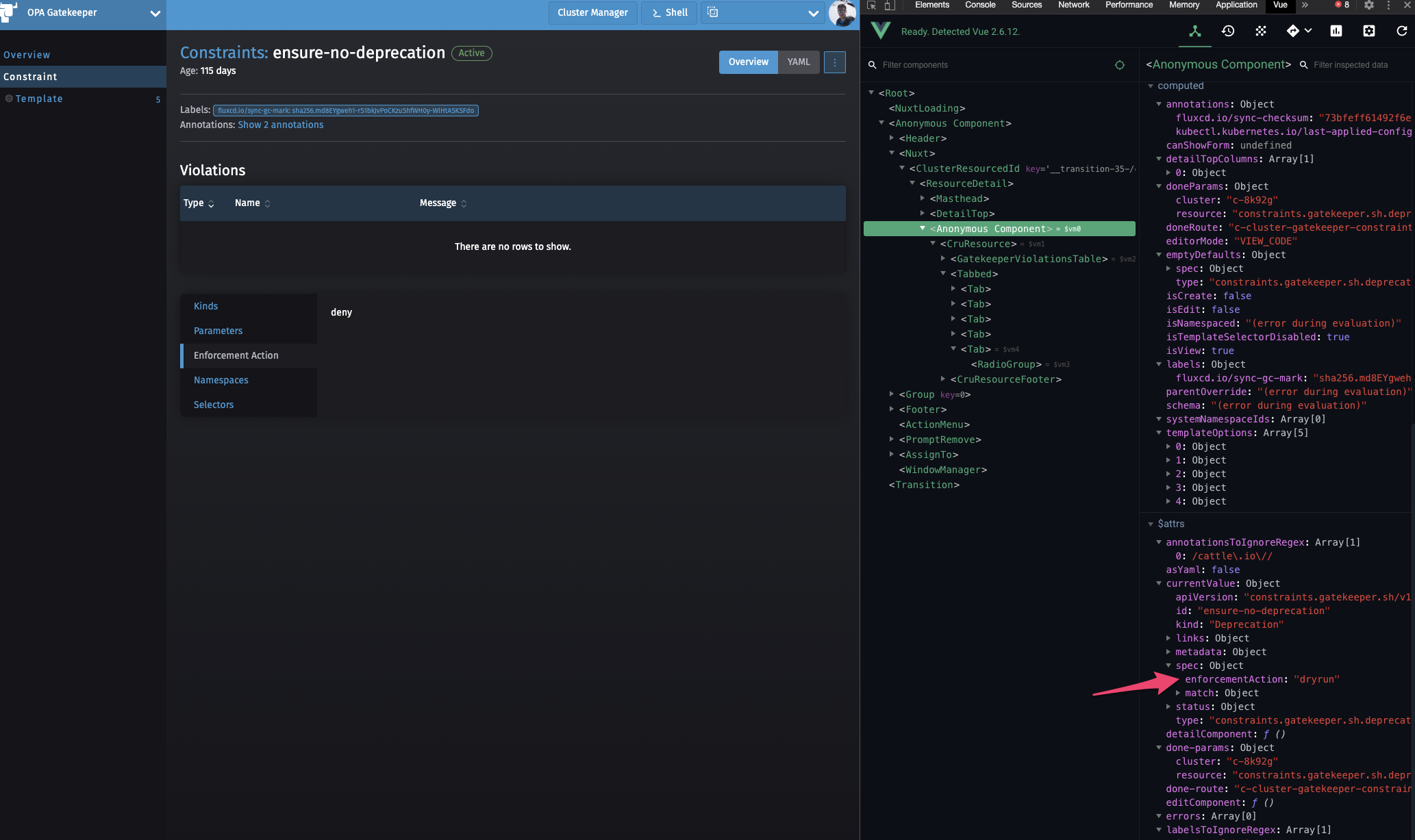 Gatekeeper Enforcement Action always show deny ? · Issue #1925 · rancher/dashboard · GitHub