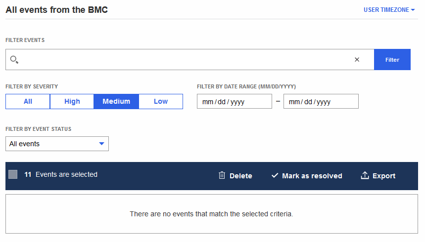Filtered Event logs by severity "ALL" events remain selected even if we switch to the other ...