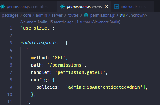 Route getPermissions doesn't work · Issue #15116 · strapi/strapi · GitHub