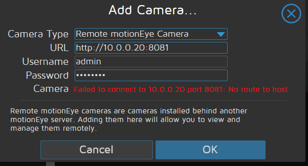 Error Adding Motioneye Camera · Issue 1381 · Motioneye Project
