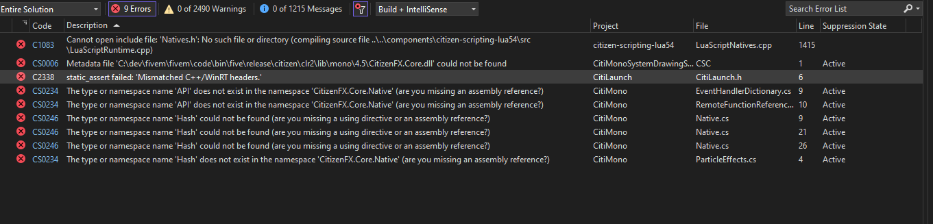 Compilation Error · Issue 1608 · Citizenfxfivem · Github 