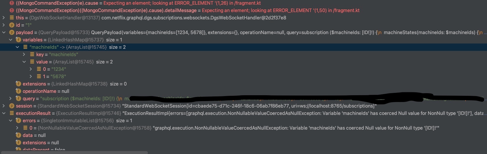 bug: WebSocket Subscriptions seem to ignore variables · Issue #283 · Netflix/dgs-framework · GitHub
