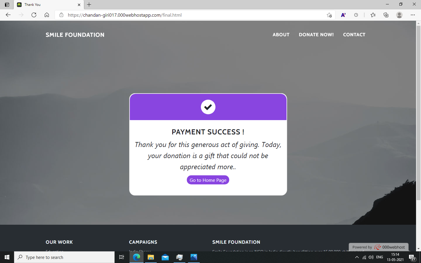 GitHub - Chandan017/Smile_Foundation: This is a simple website where payment gateway is ...