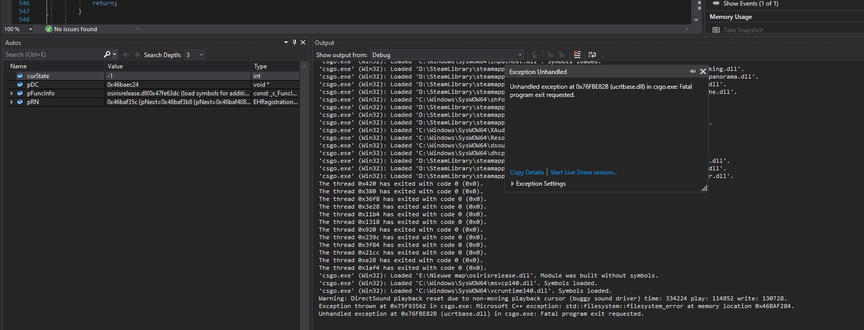 Error code when starting up CSGO. · Issue #509 · danielkrupinski/Osiris · GitHub