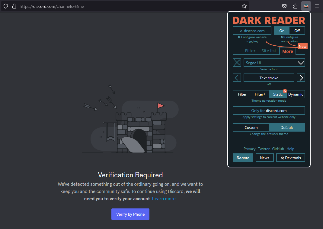 [broken Website] Discord Verification Required Site Completely Empty With The Static Theme