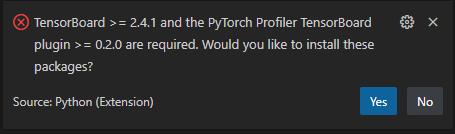 Cannot open the tensorboard in vscode after installing required package ...