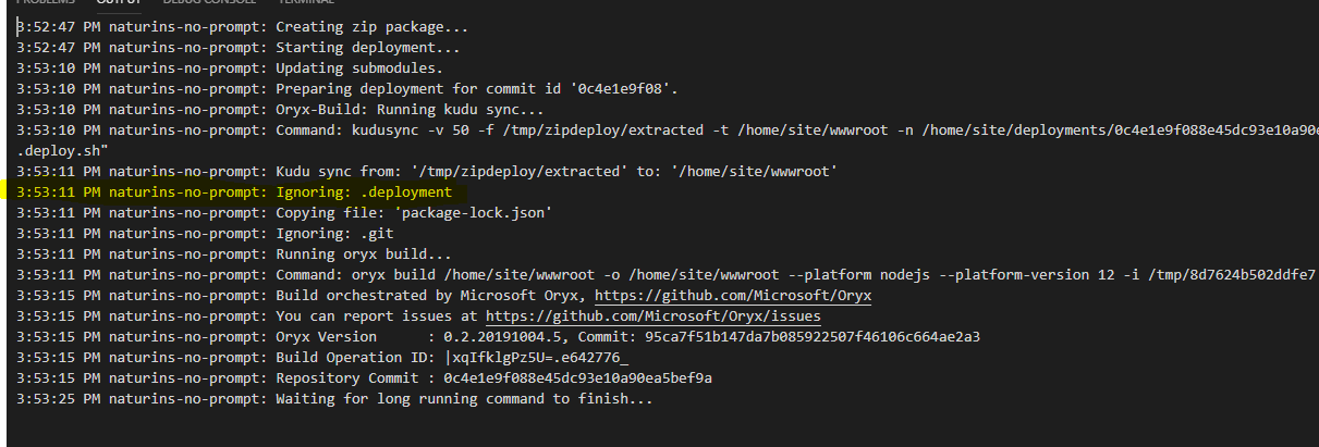Linux Node.js deployments ignoring .deployment files · Issue #1274 · microsoft/vscode ...
