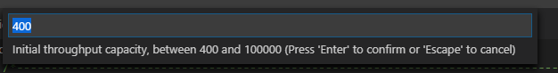 Minimum container RU/s should be 400 · Issue #1246 · microsoft/vscode-cosmosdb · GitHub