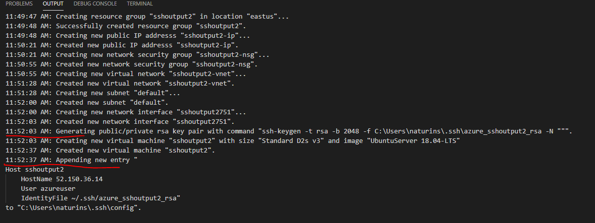 Add Output Related To `configuresshconfig` While Creating A Vm · Issue 52 · Microsoftvscode 3949