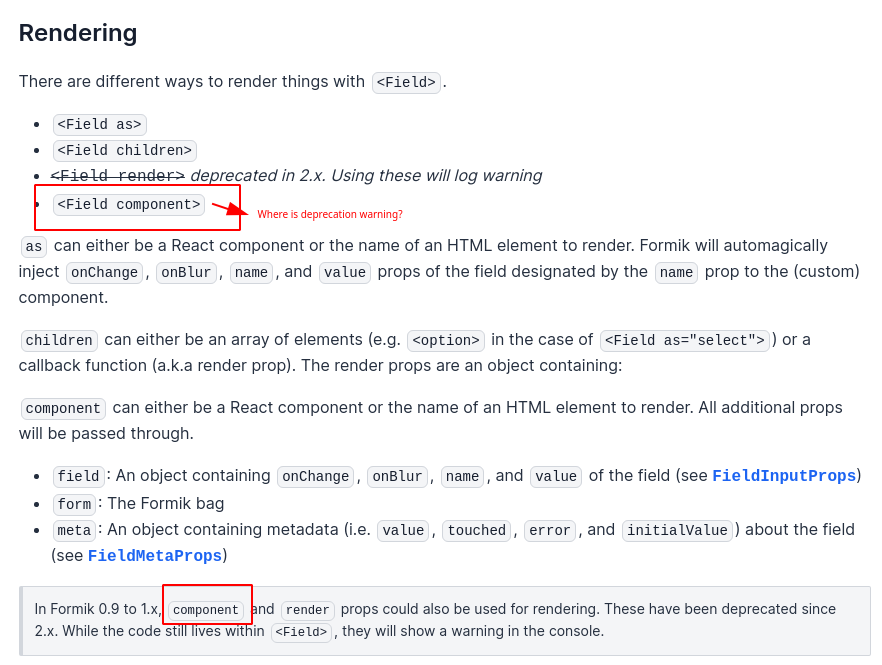 [docs] Clarify Field component deprecation · Issue #2662 · jaredpalmer/formik · GitHub