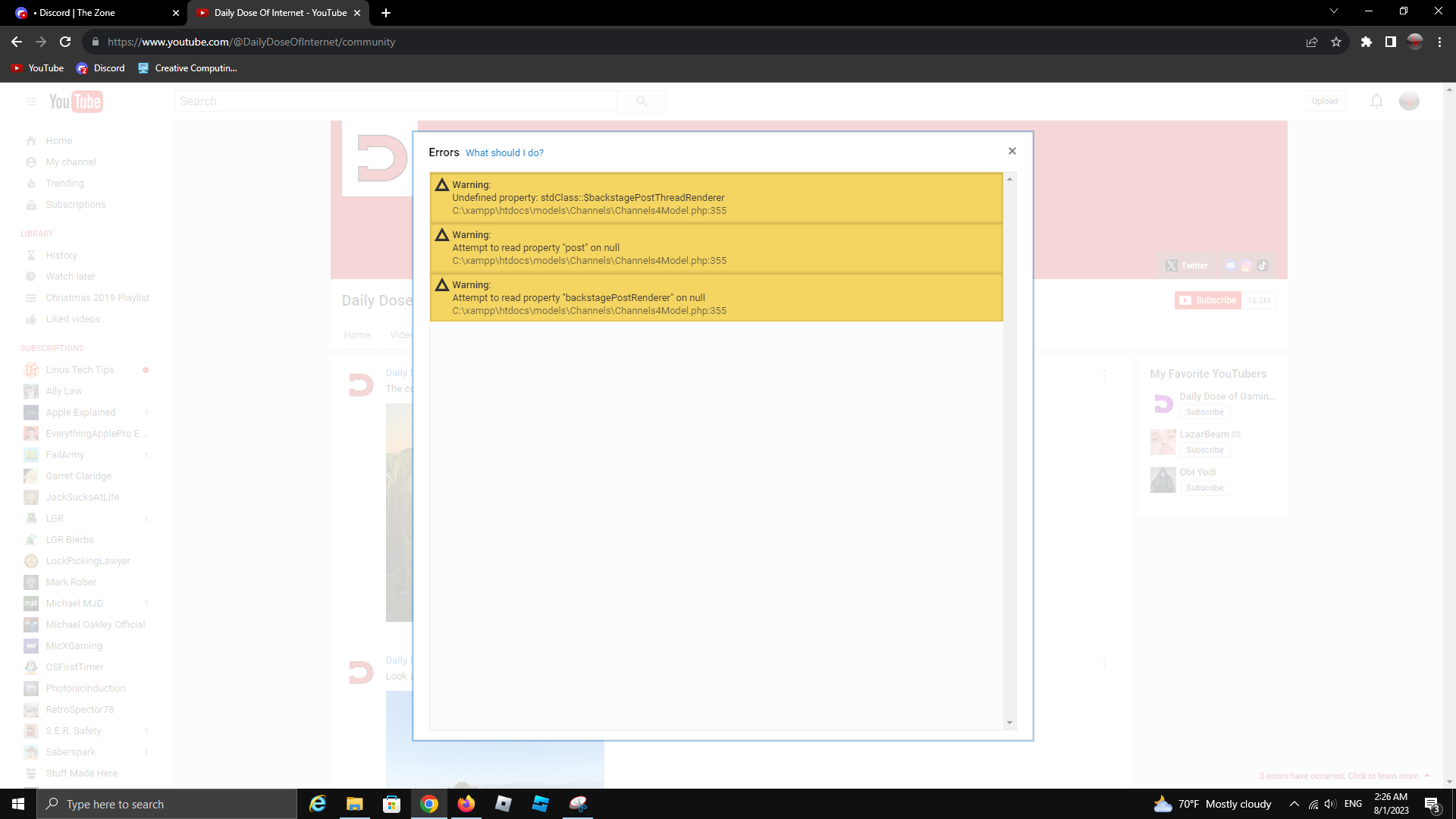 Community tab returns error(s) · Issue #324 · Rehike/Rehike · GitHub