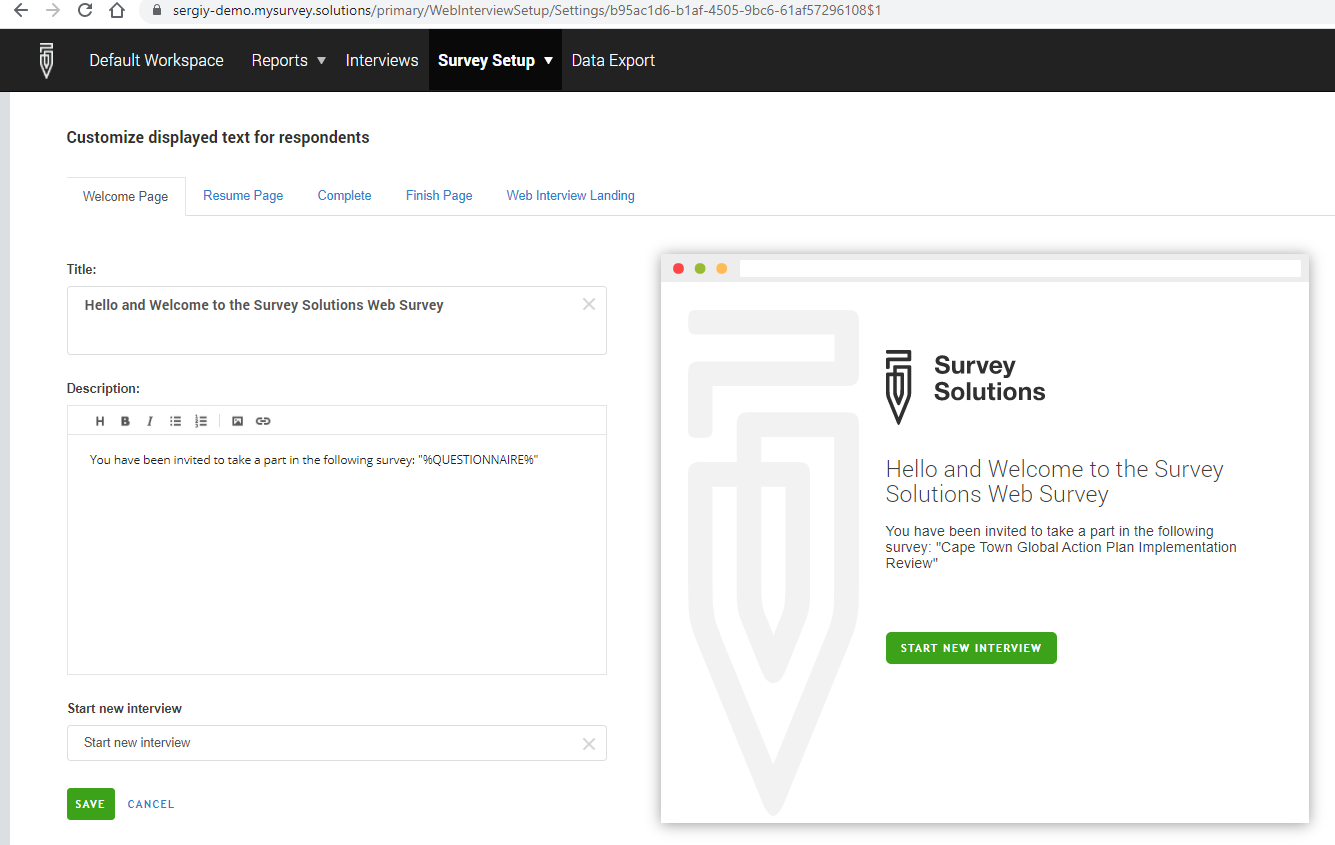SAVE buttons at the Web Survey Setup page · Issue #1363 ...