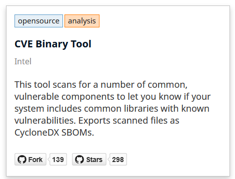 cve_bin_tool listed on CycloneDX tool center · Issue #1368 · intel/cve-bin-tool · GitHub