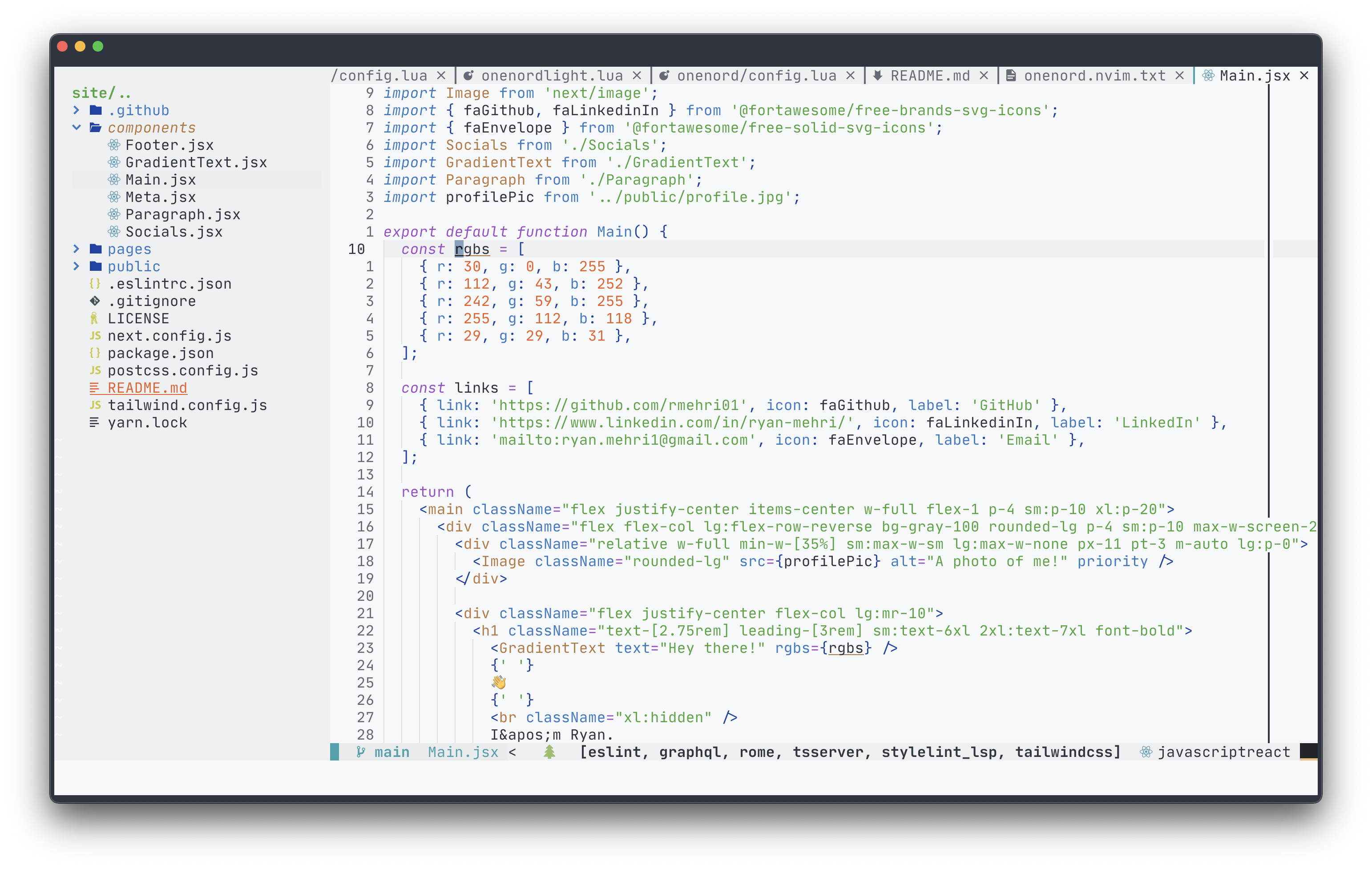 Rmehri01 onenord nvim A Neovim Theme That Combines The Nord And