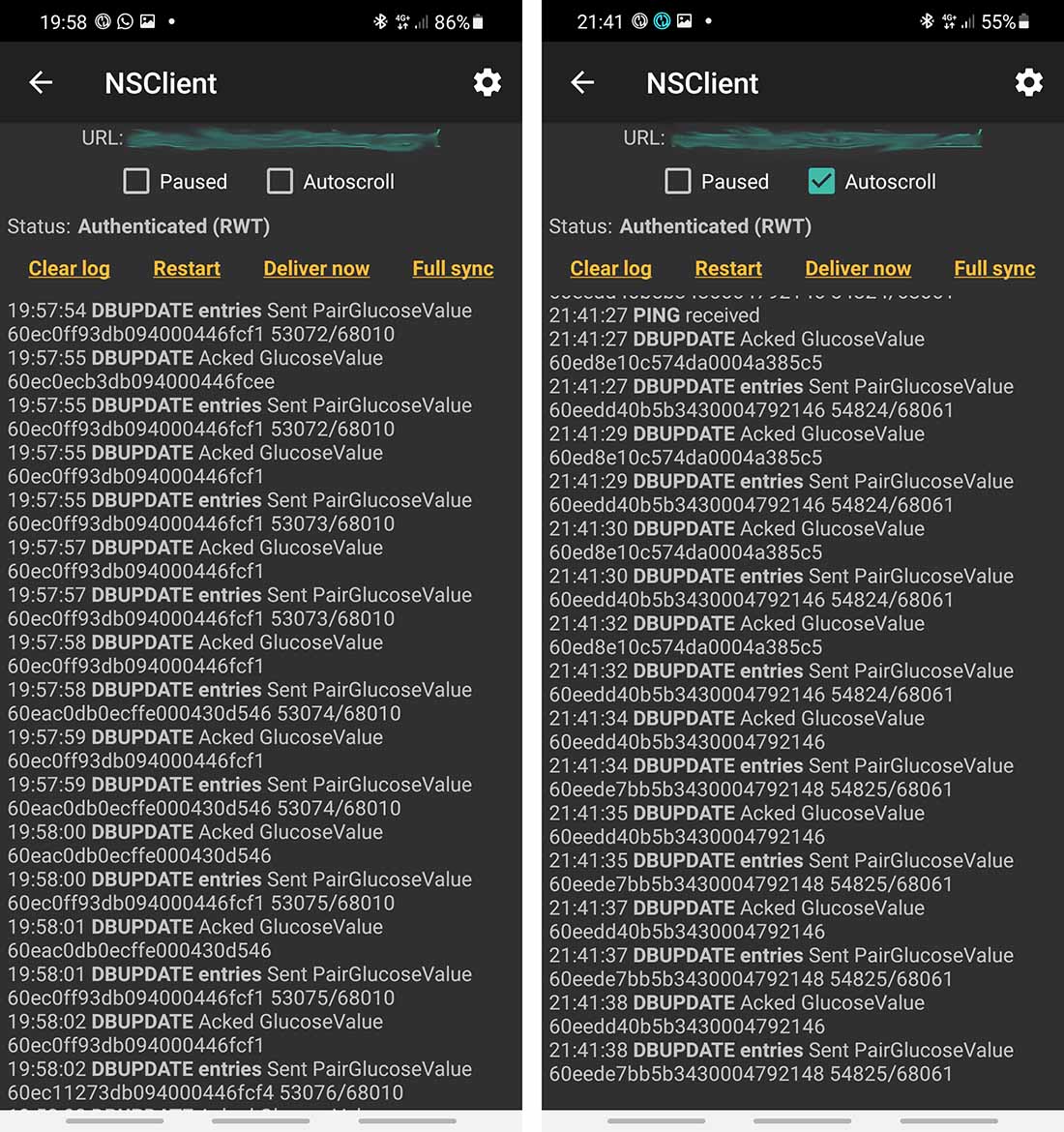 [2.8.2.2-dev] NSClient Full Sync => "Infinite duration" (> 1 month) / and new BG values from G6 ...
