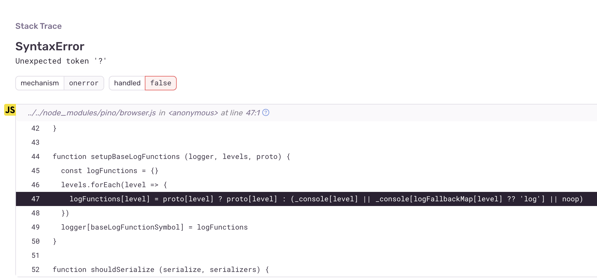 Issue with Nullish Coalescing Operator (??) on Chrome 79 and below · Issue #1775 · pinojs/pino ...