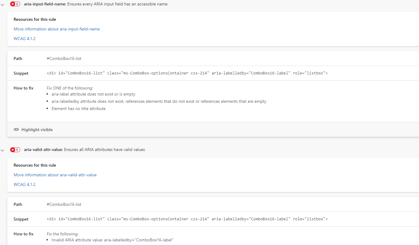 ComboBox Aria labelledby Is Invalid For OptionsContainer If We Don t