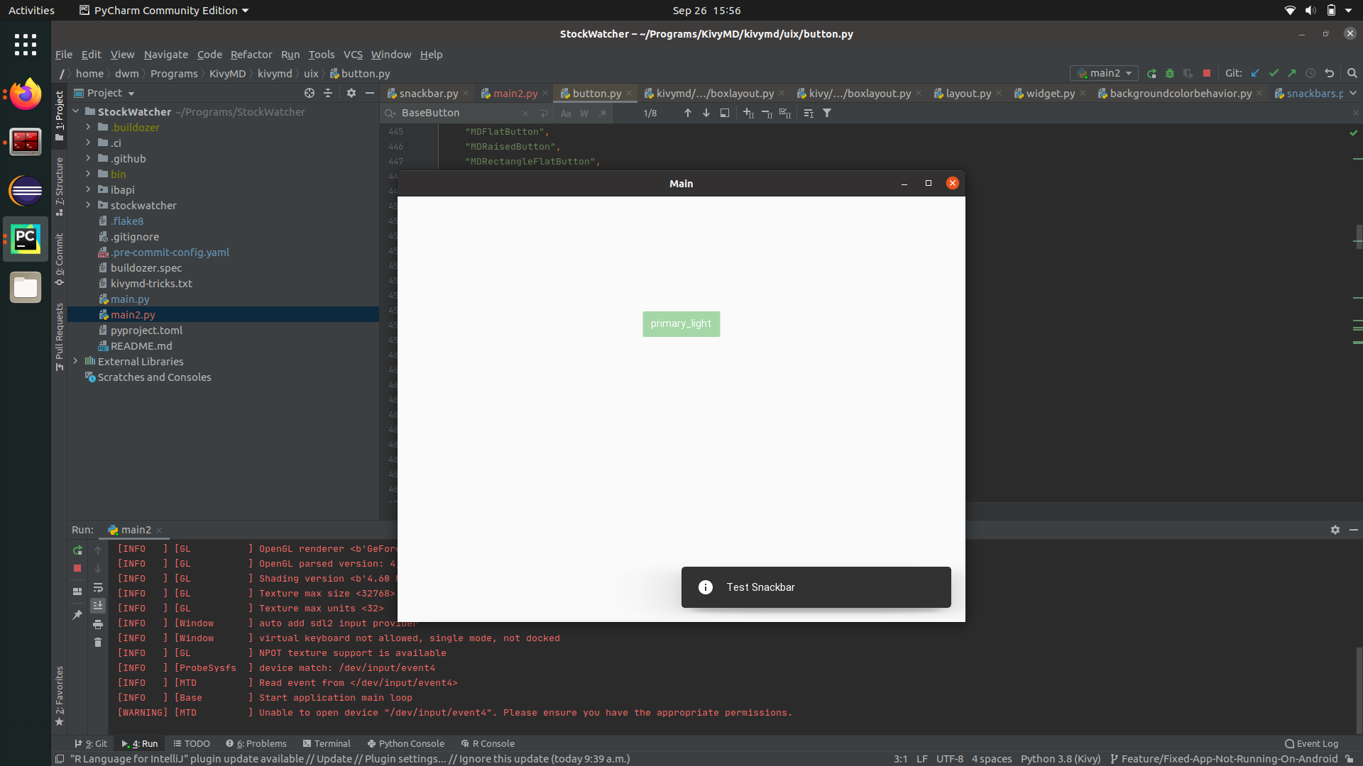 CustomSnackbar shows up on right side of screen. · Issue #549 · kivymd/KivyMD · GitHub