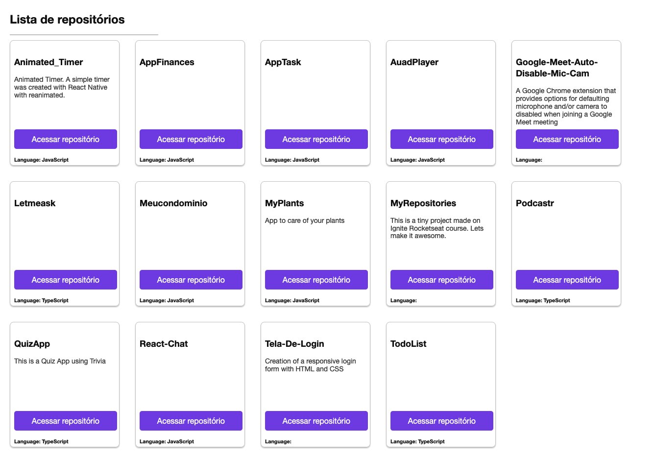GitHub - auadmendes/myRepositories: This is a tiny project made on Ignite Rocketseat course ...
