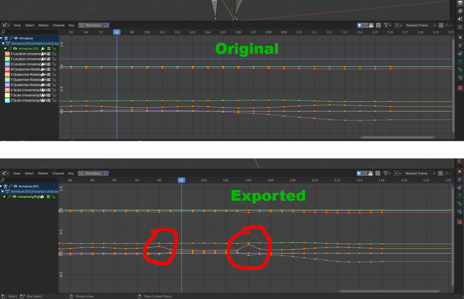 Glitches in exported GLB animation values · Issue #1075 · KhronosGroup/glTF-Blender-IO · GitHub