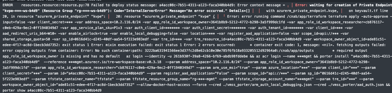 Build fails with "InternalServerError" when creating a Private Endpoint · Issue #2357 ...