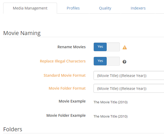 Toggling "Rename Movies" off does not hide "Replace Illegal Characters ...