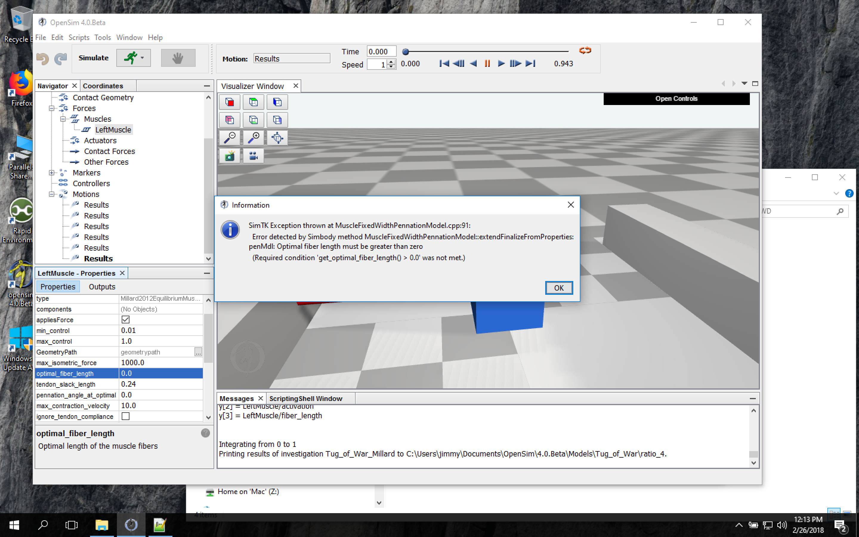 Exception thrown when optimal fiber length is zero (in GUI) · Issue #2106 · opensim-org/opensim ...