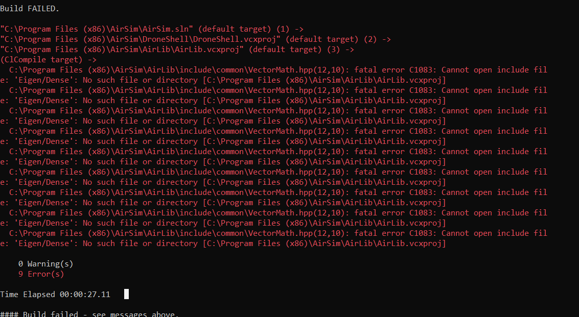 Build Errors · Issue #2577 · microsoft/AirSim · GitHub