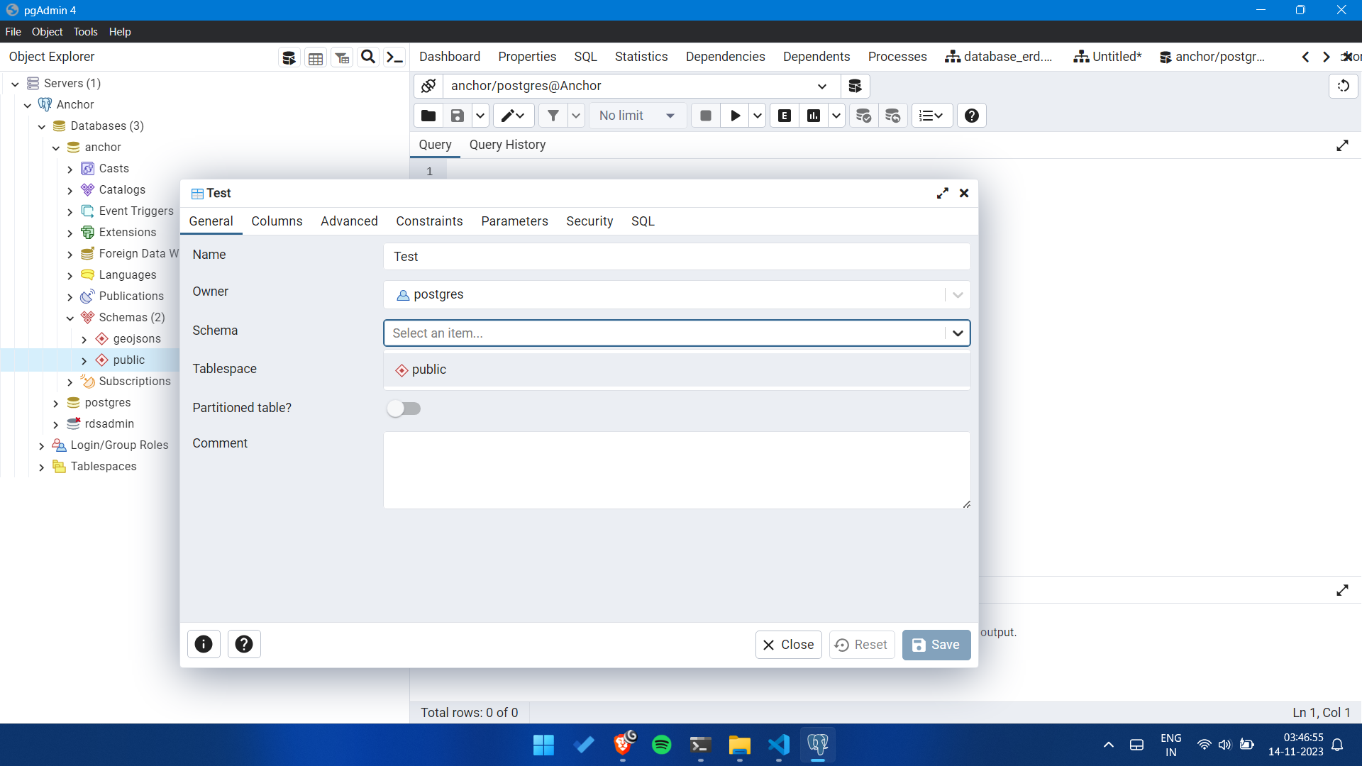 Schema Not Visible in Dropdown of table properties or while creating a new table. · Issue #6964 ...