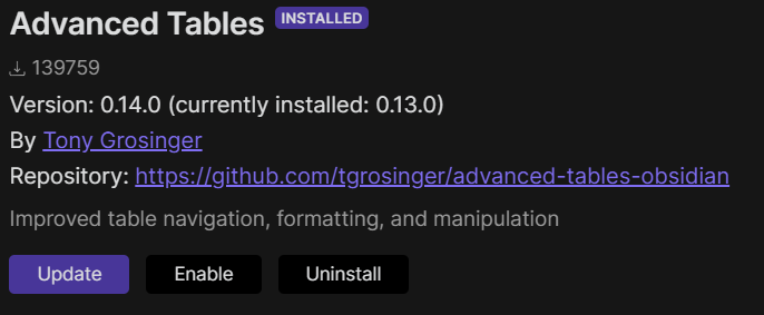 Fix manifest / version · Issue #134 · tgrosinger/advanced-tables-obsidian · GitHub