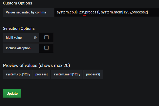 Escaping "Custom" template variables · Issue #13754 · grafana/grafana · GitHub