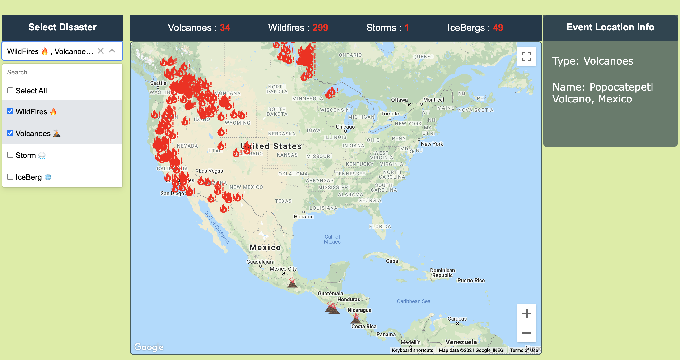 GitHub - amaanirfan19/Natural-Disaster-Tracker: Used Google Maps API as ...