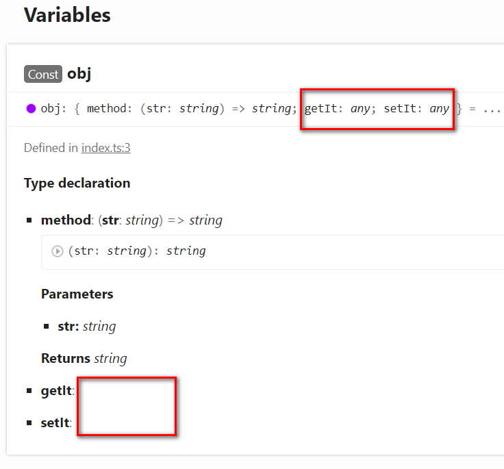 Parameters And Return Value Of Getterssetters In Object Literals Are Not Correctly Extracted