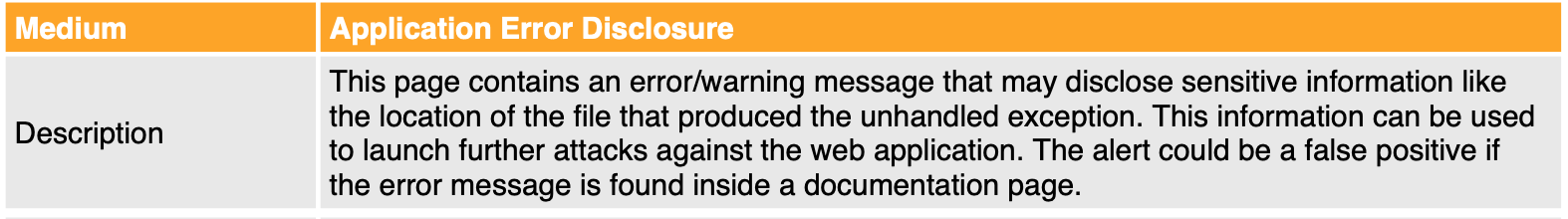 How to fix security `Application Error Disclosure` when building with ...