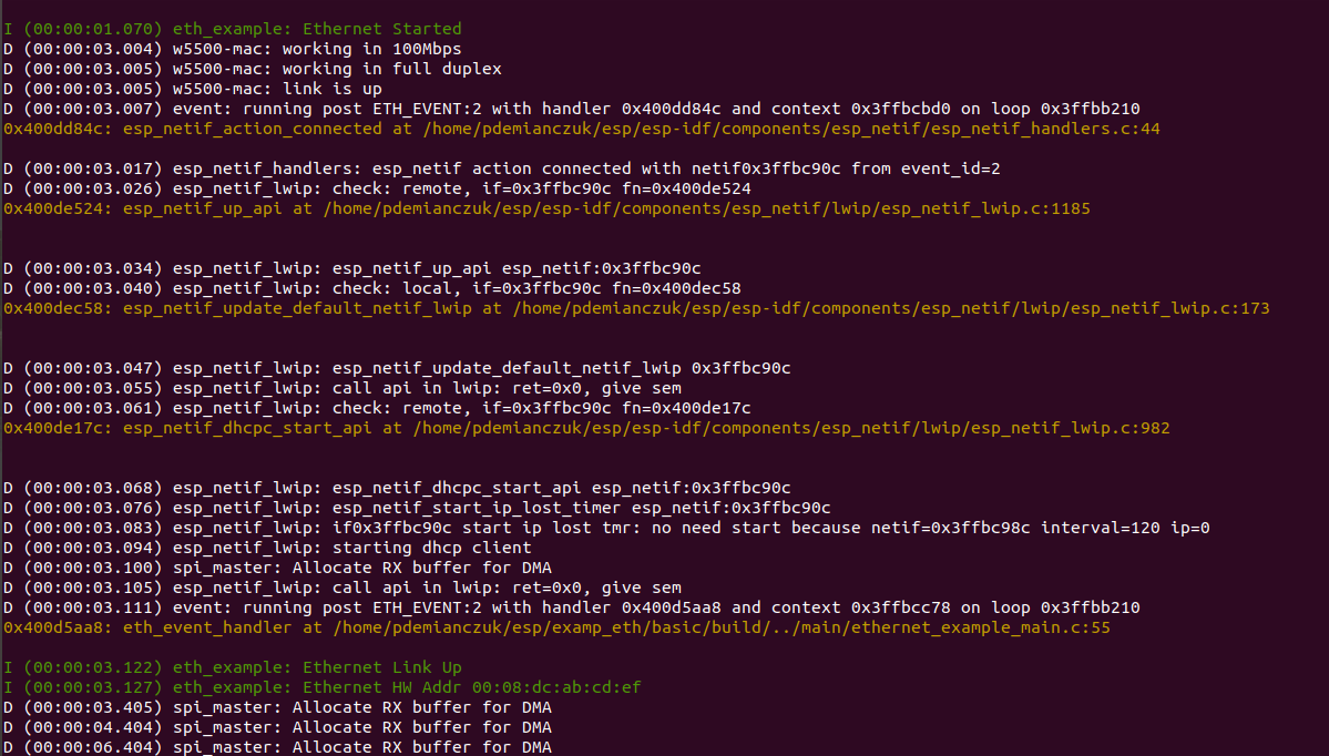 ESP32 Ethernet basic example + W5500 external by SPI - problem to get IP (IDFGH-4595) · Issue ...