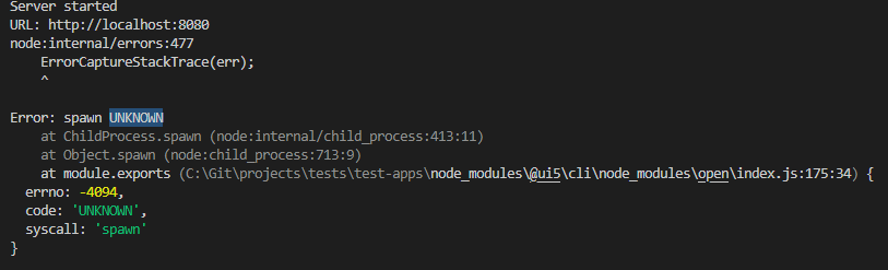 Unknown Error In Ui5 Node Module When Running Npm Run Start · Issue 711 · Sapui5 Tooling 