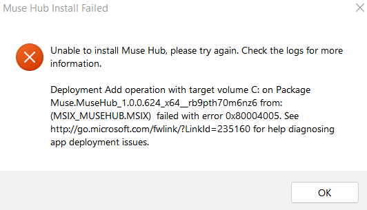 [mu4 Issue] Muse Hub Won T Install On Windows · Issue 14233 · Musescore Musescore · Github
