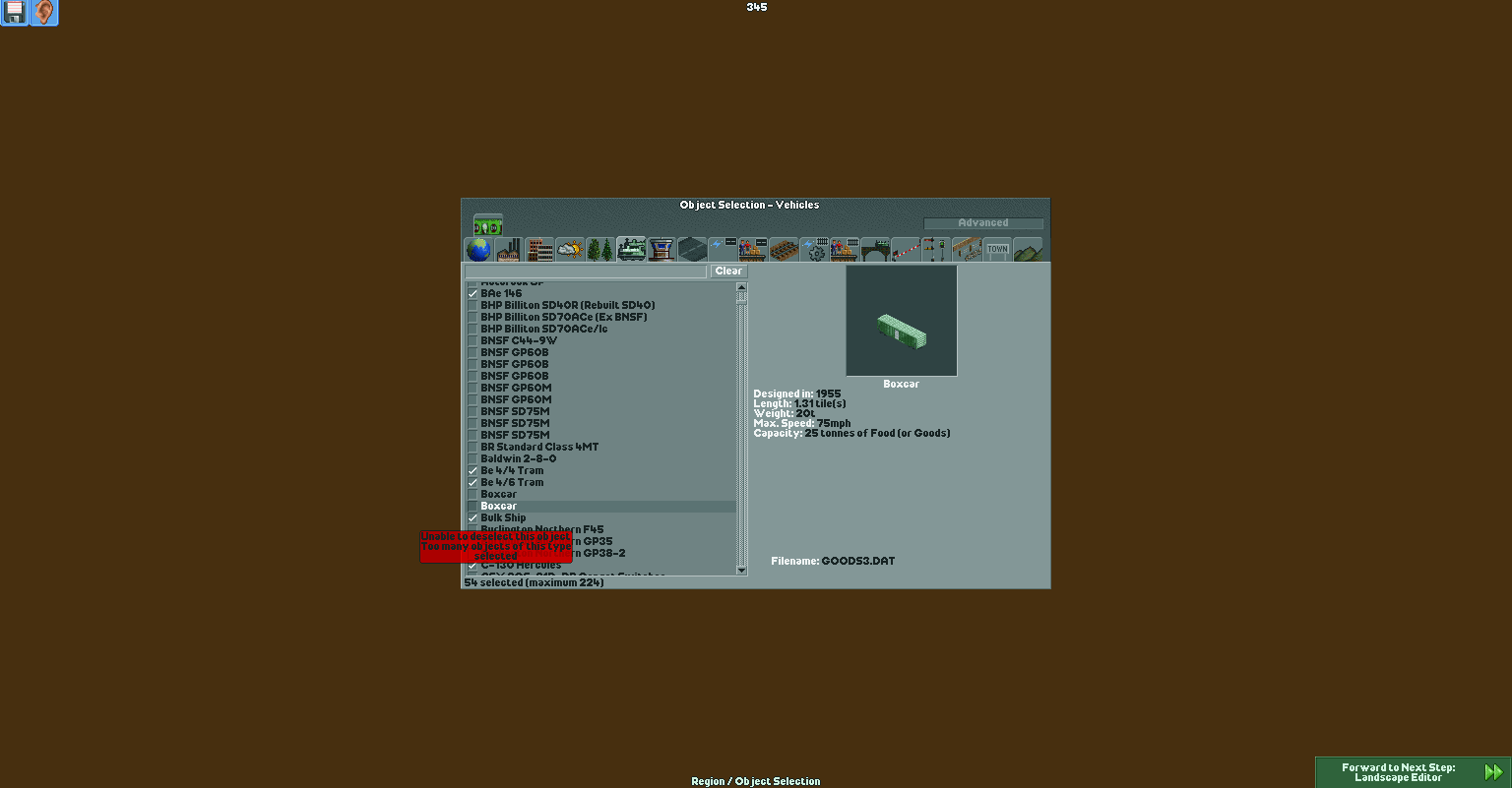 vehicle fails to select in scenario editor without generating saved terrain when less than 224 ...