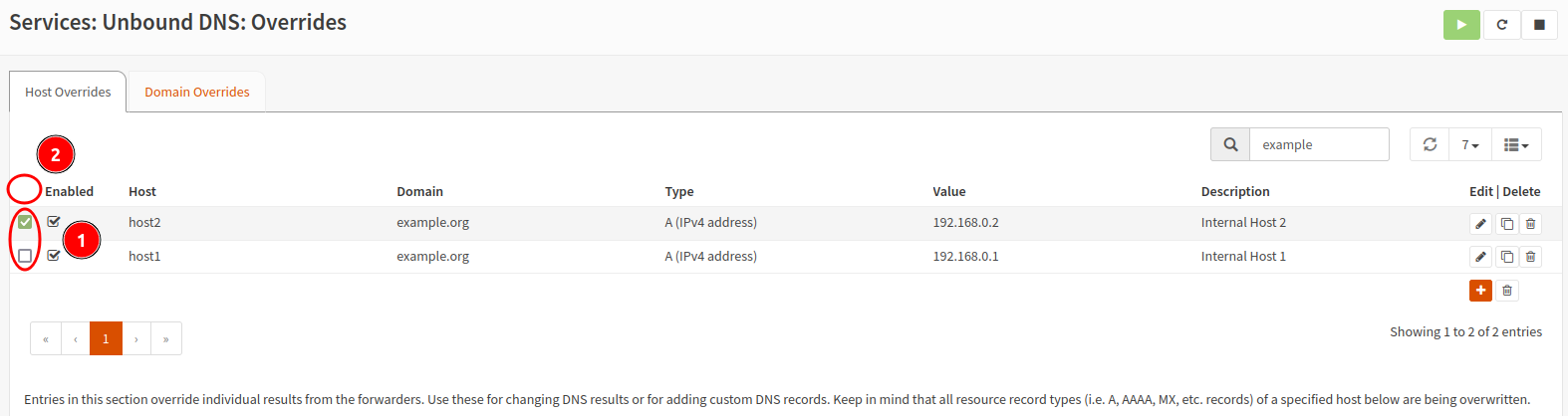 Unbound: new MVC for host overrides --> add multi select to host overrides to be able to view ...