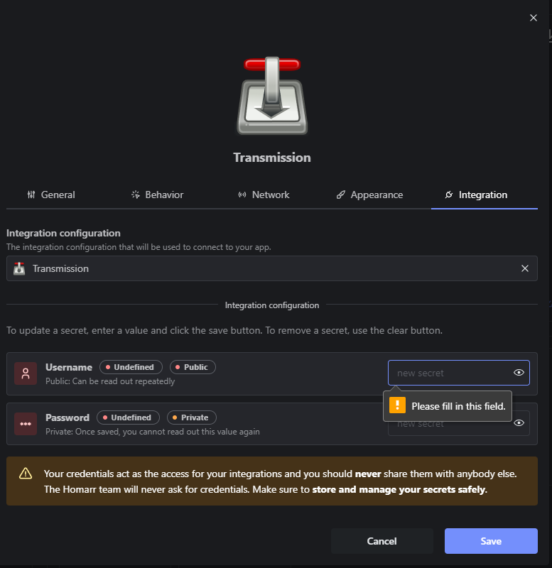 Transmission not connecting in dashboard · Issue #1594 · ajnart/homarr · GitHub